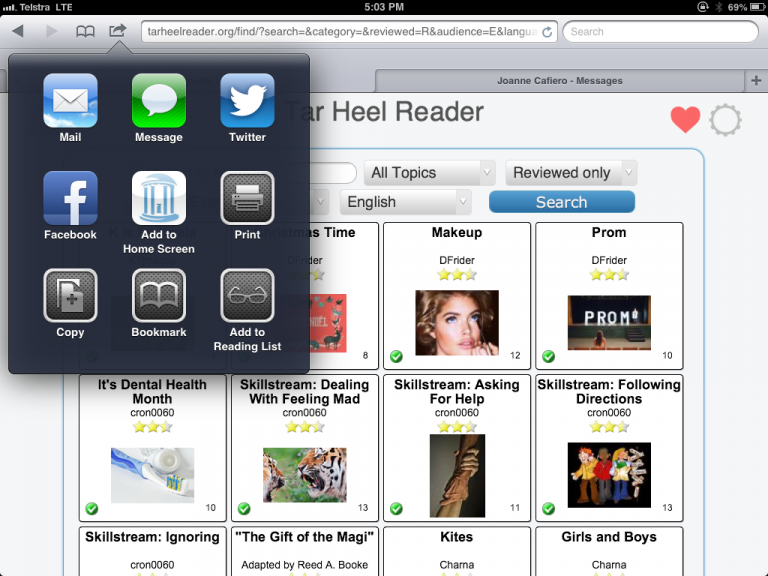 Using Tar Heel Reader in app mode on your iPad – Jane Farrall Consulting